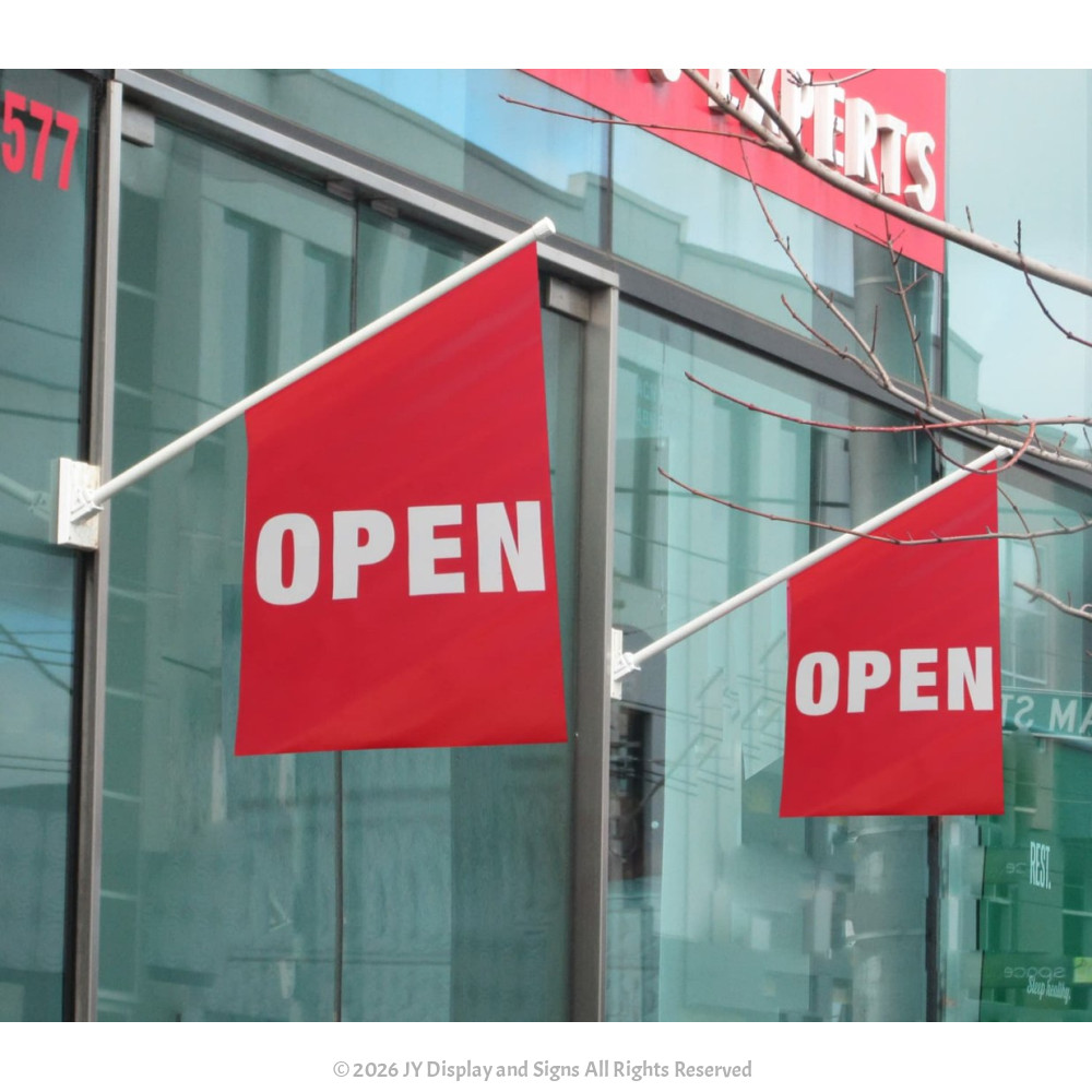 Wall Mounted OPEN Flag Kit / Small Open Flag / End Sign Flag Kit