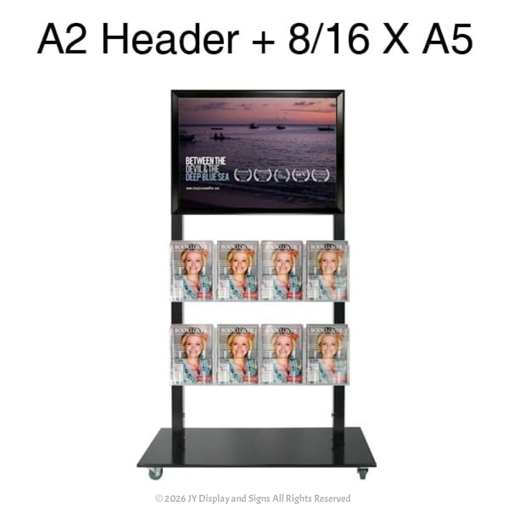 Mall Stand - A2 Header + 8/16 A5 Brochure Holders - PPRB11 | JY Display