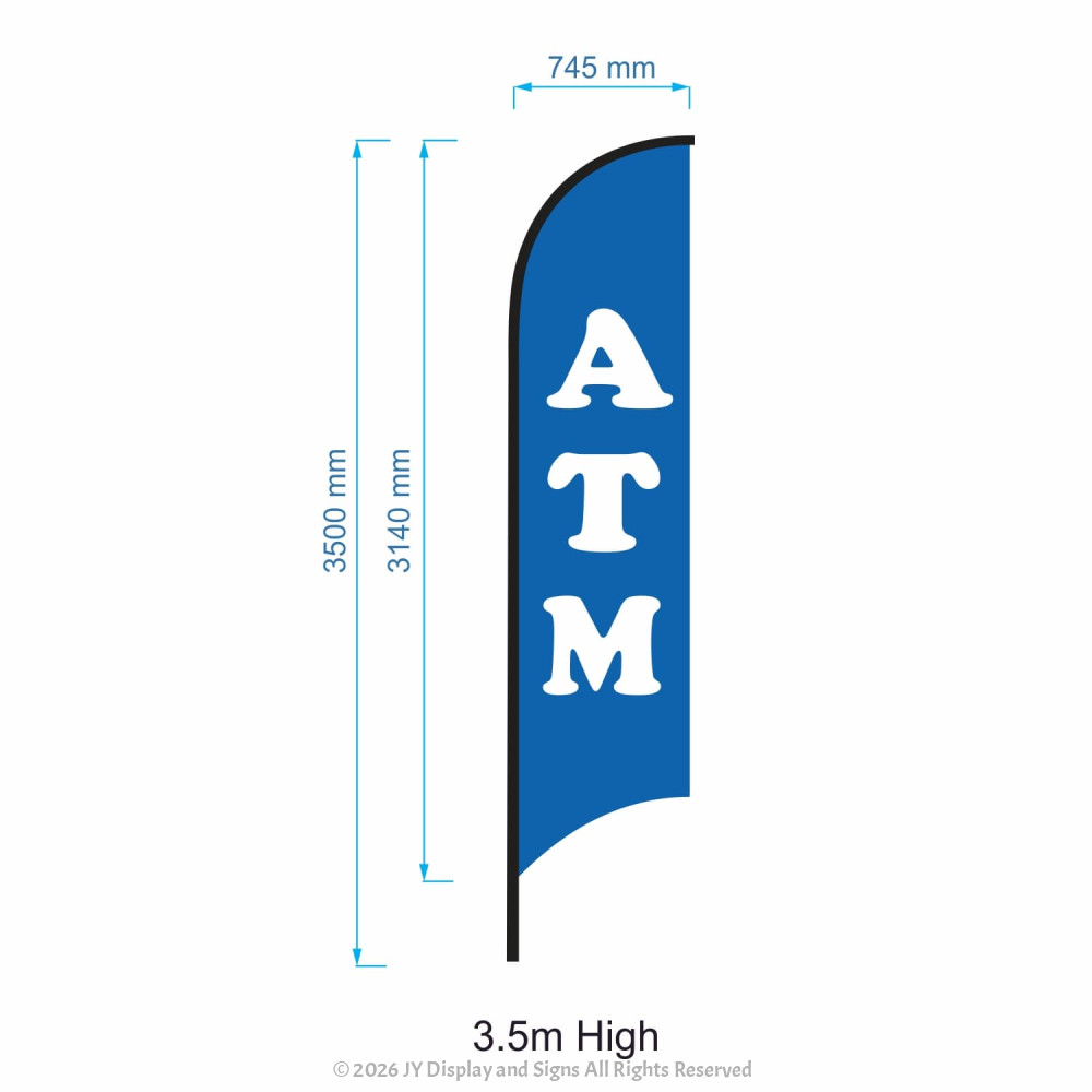 ATM Flag - ATM Feather Flag - Pre-made Flag - FB-ATM | JY Display