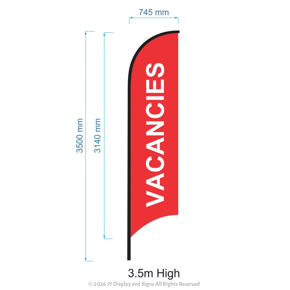 Vacancies flag banner adverting sign stock in Melbourne pre-made