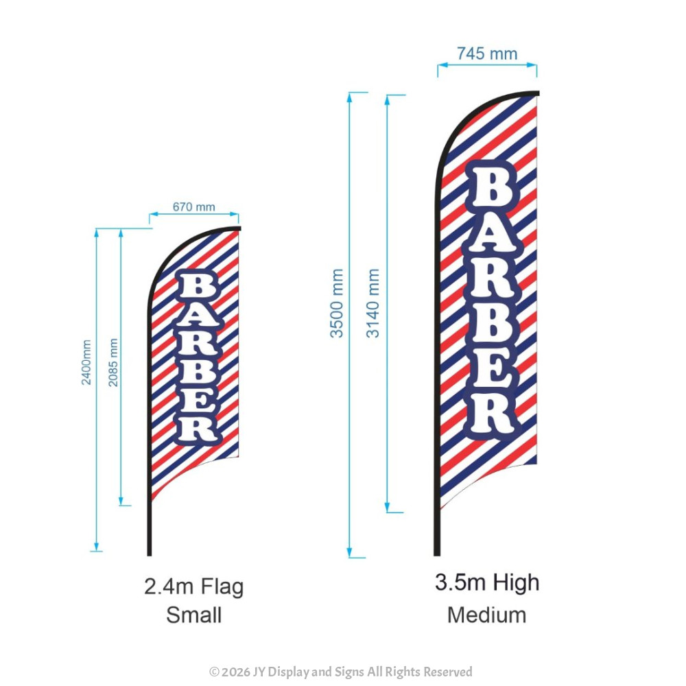 Replacement Barber Flag / Hair Salon Flag - BARBERF | JY Display