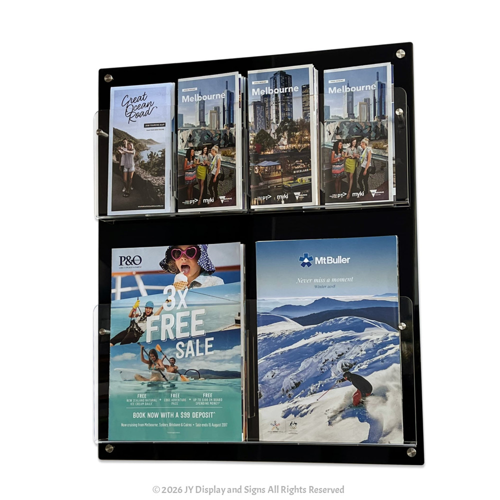 16 DL brochure holders pamphlets display unit wall mounted