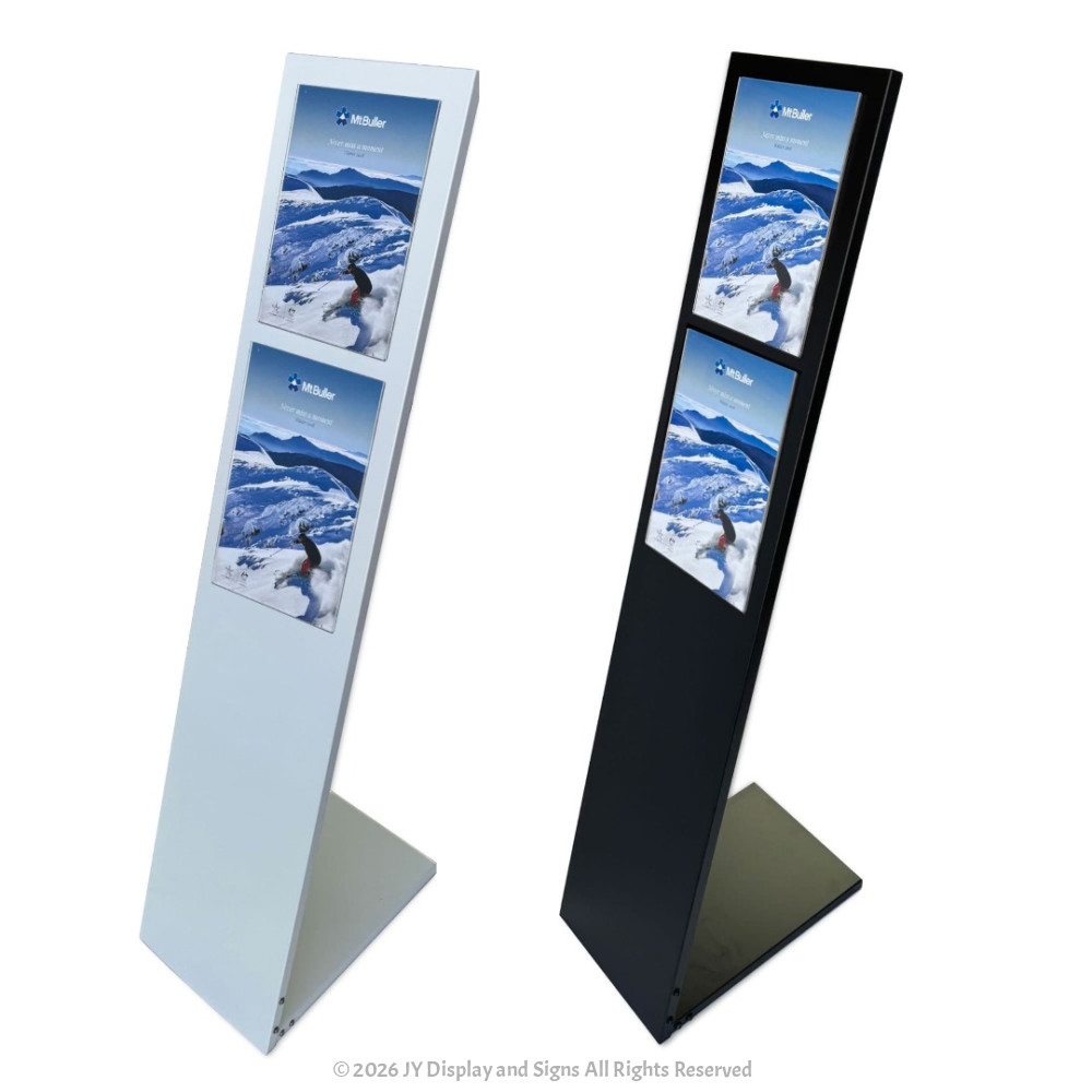 Mod Info Stand with 2 A4 Acrylic Poster Displays - DM-PMW24 | JY Display