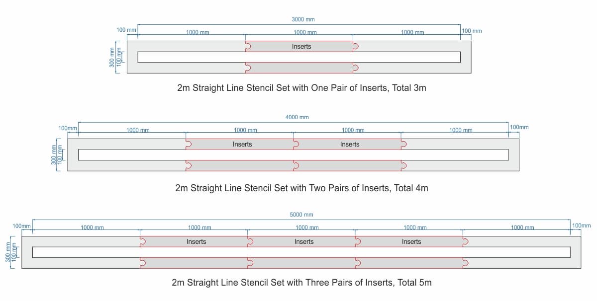 Straight Line Stencil Set spray paint marking sign